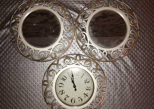 Часы набор и 2 зеркала, на стену