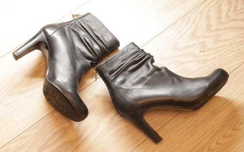 Обувь полусапожки женские кожаные на каблуке