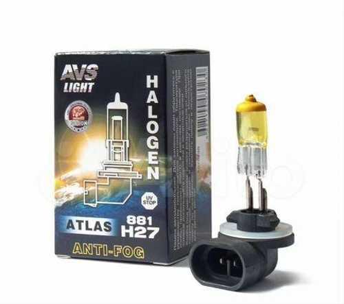 Галогенная лампа AVS atlas anti-FOG H27/881 (A07023S) 1шт. 3000К 12V 27W - специальное интерференционное покрытие, придающее свету желтоватый оттенок
