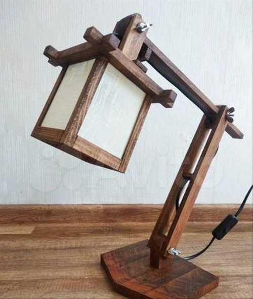 Лампа настольная/светильник из дерева (бук)