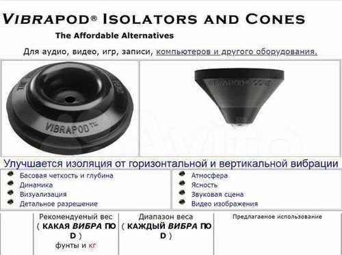 Vibrapod Isolators & cone (опоры и конусы)