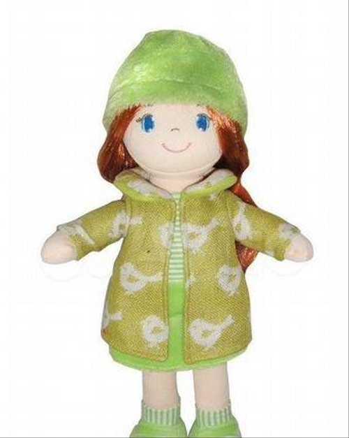 Кукла мягконабивная ABtoys рыжая, в зелёном пальто, 36 см (M6023)