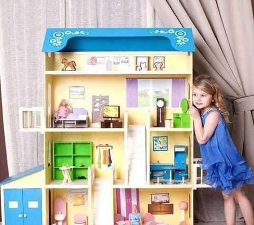 Кукольный домик Paremo "Лира", (28 предметов мебели, 2 лестницы, гараж)