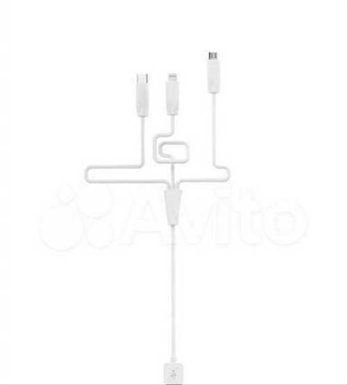 Кабель USB 3в1 microusb-Apple 8Pin-Type-C hoco X1 Rapid белый