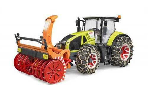 Трактор Bruder Claas Axion 950 c цепями и снегоочистителем (03-017)