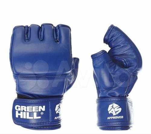Перчатки для боевого самбо "green hill" арт. MMF-0026a-S-BL, р.S, одобр. fias, нат. кожа, синие