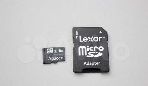 Карта памяти micro SD Apacer 8GB 4 class (адаптер)