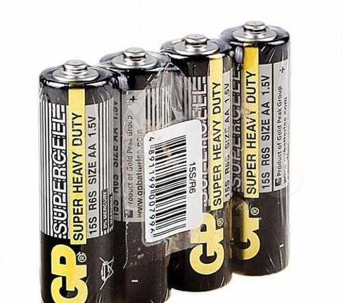 Батарейка солевая GP Supercell Super Heavy Duty, AA, R6-4S, 1.5В, спайка, 4 шт