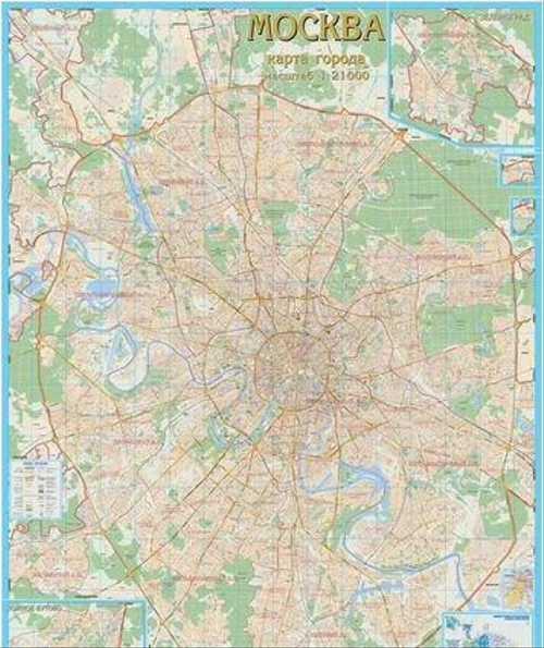 Настенная карта геодом Москва с каждым домом, 1:21 тыс, 1,55*2,06 м