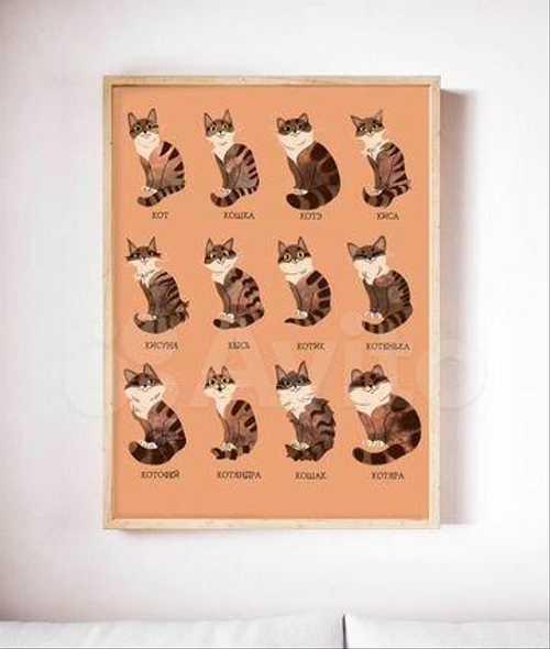 Плакат "Просто Постер" Коты 40x50 в подарочном тубусе