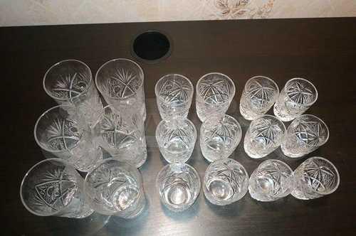 Роскошные рюмки и стаканы из чешского хрусталя