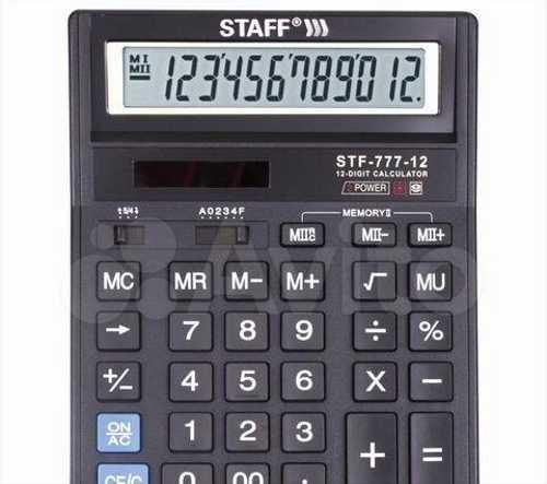 Калькулятор Staff настольный, 12 разрядов, двойное питание, 210*165 мм, черный (250458)