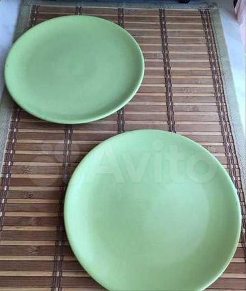 Керамические зеленые тарелки Икеа винтаж