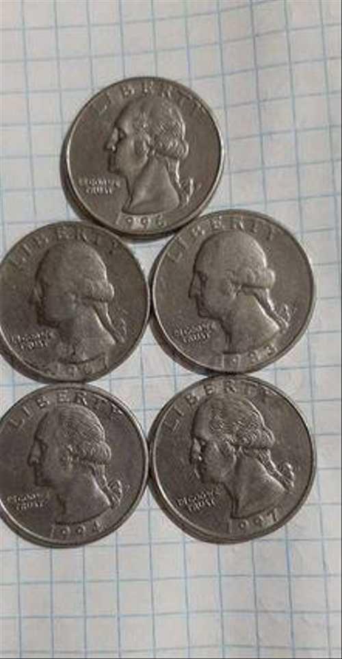 Монета Liberty quarter dollar 1967 перевертыш