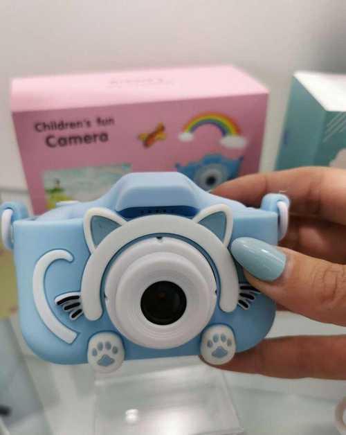 Детский фотоаппарат котик (голубой)