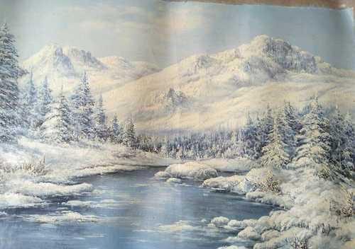 Картина "Зима". Размер 60 на 90 см. Холст, масло