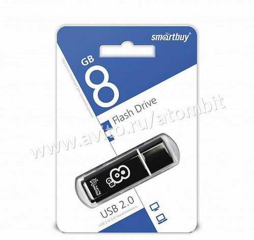 Карта USB2.0 8GB SmartBuy Glossy (чёрная)
