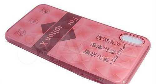 Чехол-накладка для iPhone X\XS jzzs Diamond TPU прозрачно-красный