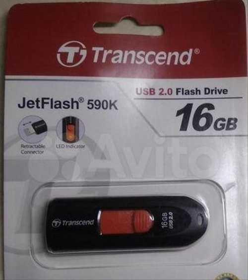 Новая USB флешка Transcend JetFlash 590 объем 16гб