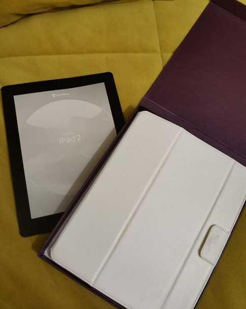 Чехол белый для iPad 2 кожа с пленкой для стекла