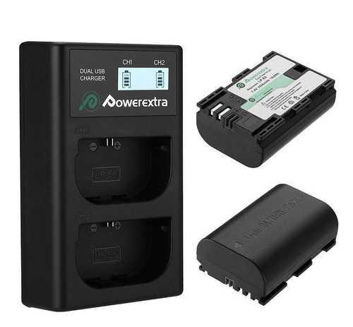 2 аккумулятора + зарядное устройство Powerextra LP