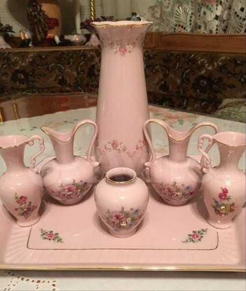 Посуда из розового коллекционного фарфора(Чехия)