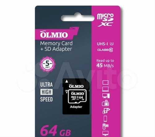 Карта памяти Olmio 64GB Class 10 с адаптером