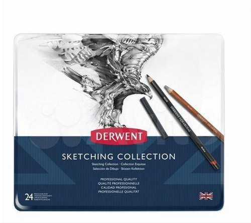 Карандаши цветные Derwent Sketching Collection, 24 цвета, в металлической упаковке (34306)