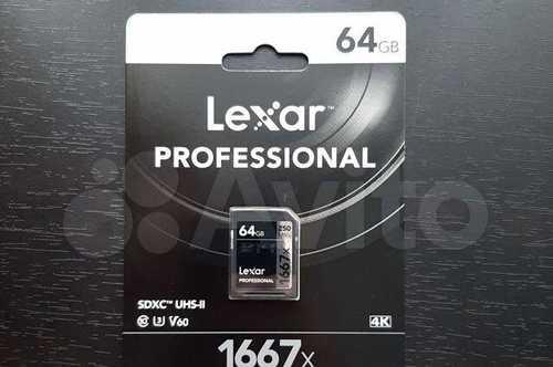 Карта памяти 64Gb Lexar Professional 1667x SD UHS