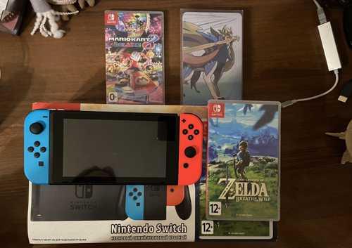 Nintendo switch + 3 игры