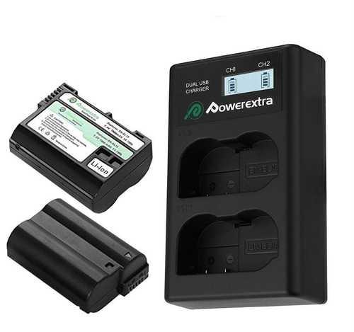 Аккумуляторы+зарядное устр-во Powerextra EN-EL15