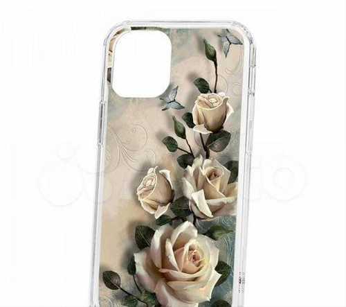 Чехол-накладка iP 12 mini Kruche Print Белые розы
