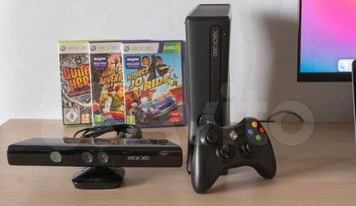 Xbox 360 Slim + Kinect + гитара Guitar Hero 3