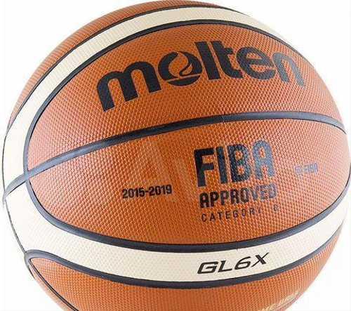 Мяч баск. "molten BGL6X" р.6, fiba Appr,12 пан, нат.кожа, бут.кам,кор-беж-чер