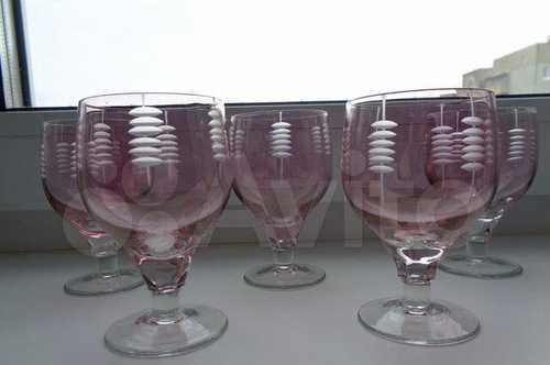 Бокалы для вина Цветное розовое стекло СССР