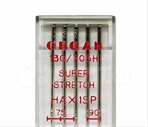 Иглы для бытовых швейных машин "Organ Needles" (супер стрейч), №90, 5 штук, арт. 130/705H
