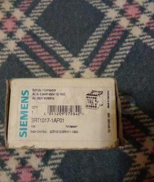 Контактор Siemens 3rt1017-1ap01 новый