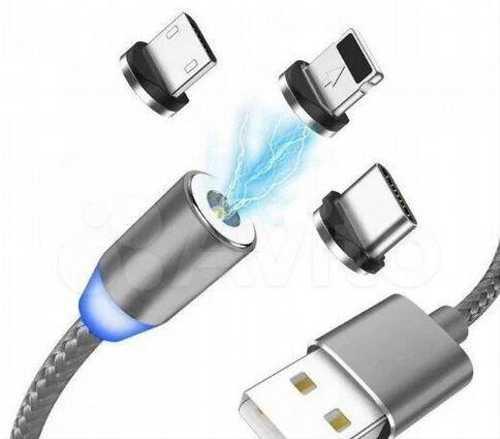 Магнитный кабель 3в1 USB/Micro USB/Lightning