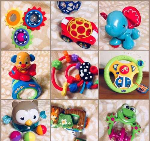 Игрушки Chicco,Fisher pr.,Oball,Tiny Love,Playgro