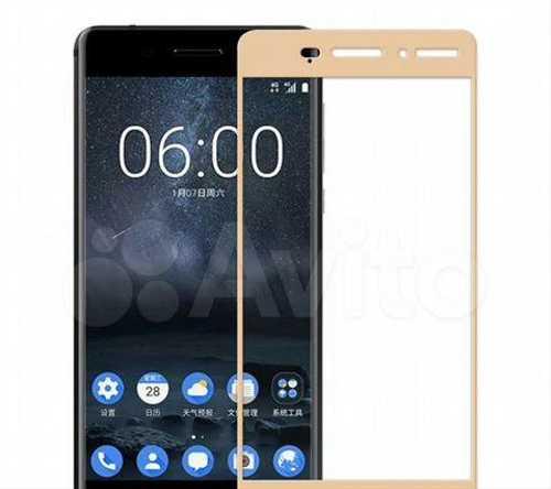 Защитное стекло для nokia 3 full flat коробка золото