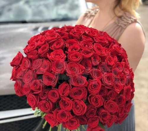 Цветы, розы "Ред Наоми" 60 см