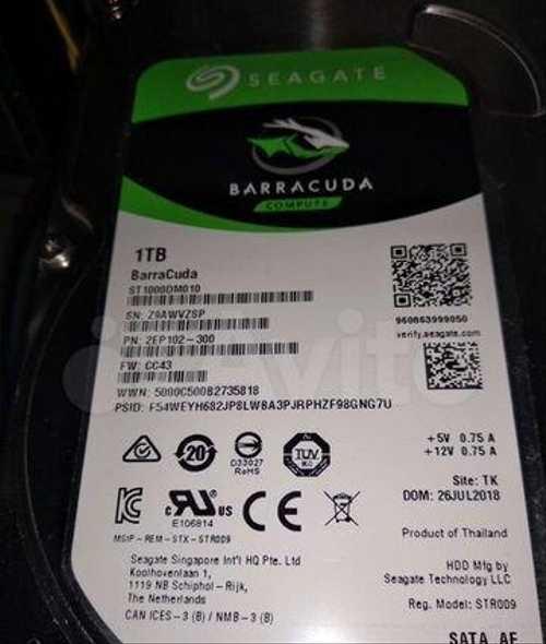 Жесткий диск Seagate Barracuda 1Tb ST1000DM010-2EP
