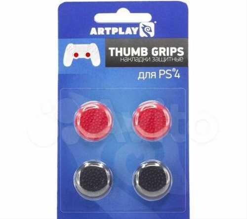 Накладки Artplays Защитные Thumb Grips на стики геймпада DualShock 4 для PS4 (4 шт, 2 красных, 2 черных)
