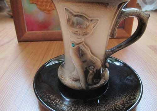 Новая красивая чайная пара - Египетская кошка