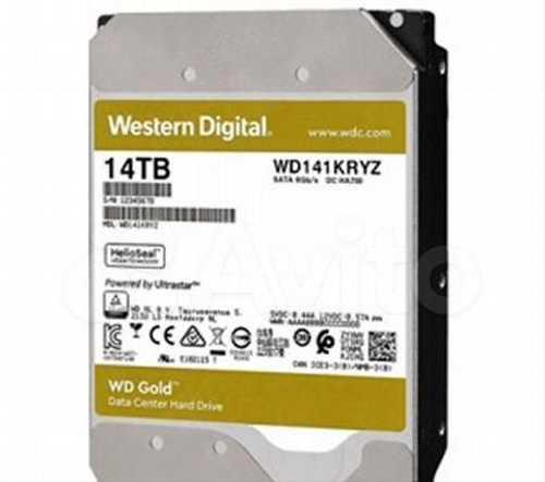 Жесткий диск HDD 14Tb Western Digital SATA-III, 512Mb, 7200rpm, WD Gold WD141kryz