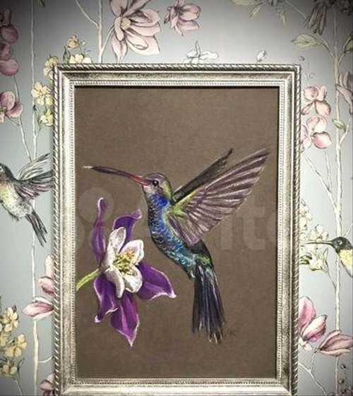 Картина «Колибри на цветке» 21х30 см