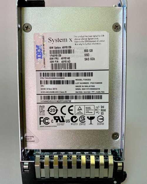 SSD IBM 800Gb 49Y6139 49Y6140 49Y6143 SAS 2.5