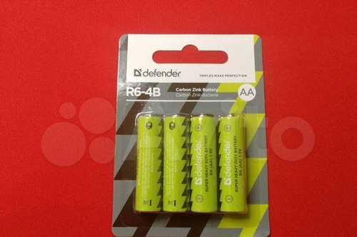 Батарейка солевая Defender R6-B AA 4 шт блистер