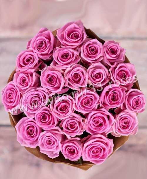 25 розовых роз (80 см). Доставка