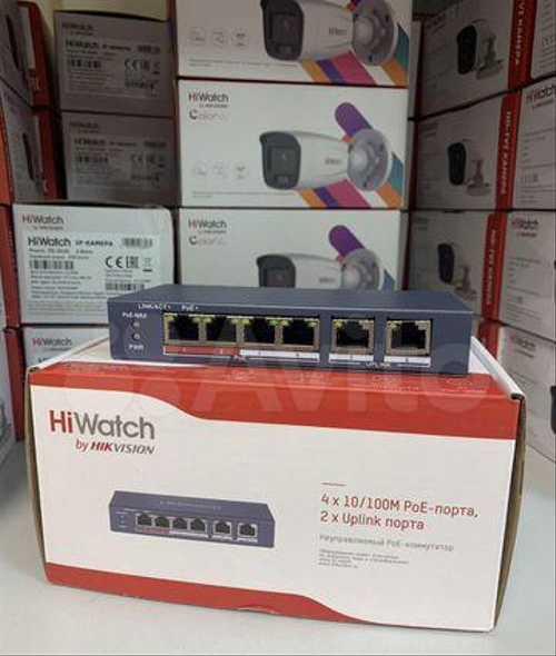 Сетевой POE коммутатор hiwatch DS-S604P 4 порта